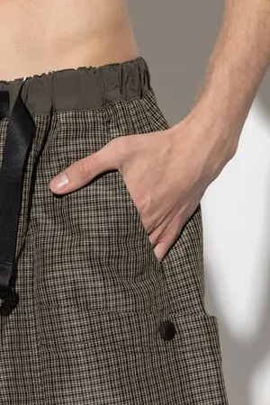 Comme Des Garçons Check Patterned Shorts With Belt - Brown