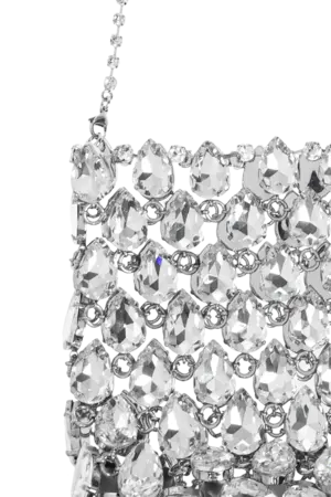 SELF-PORTRAIT Shoulder Bag With Crystals - Silver