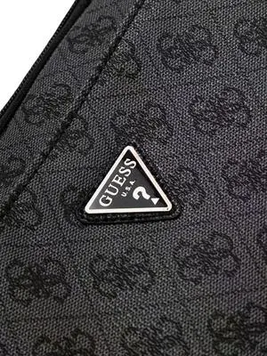 Guess Monogram-print Logo-plaque Laptop Bag - Grey