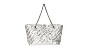 Balenciaga Metallized Quilted Crush Carry All Tote Bag - Silver