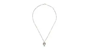 Gucci Lion Head Crystal-embellished Necklace - Silver