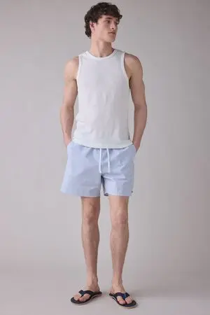 Lacoste Striped Cotton-blend Swim Trunks - Blue