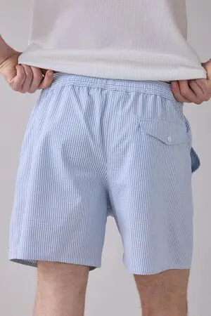 Lacoste Striped Cotton-blend Swim Trunks - Blue