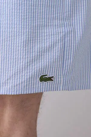 Lacoste Striped Cotton-blend Swim Trunks - Blue