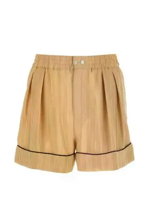Saint Laurent Embroidered Silk Pajama Shorts - Neutrals