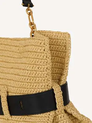 Balmain Medium Anthem Bag In Leather And Crochet