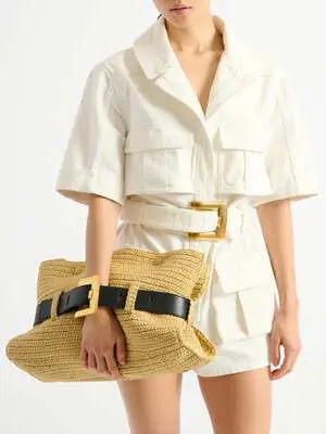 Balmain Medium Anthem Bag In Leather And Crochet