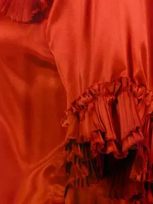 Saint Laurent Ruffled Asymmetric Silk Dress - Red