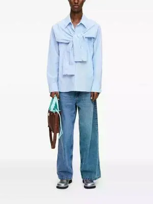 CHARLES JEFFREY Stripe-print Knotted-detail Shirt