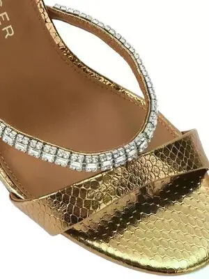 Kurt Geiger Crystal-embellished Snakeskin Effect Sandals - Gold