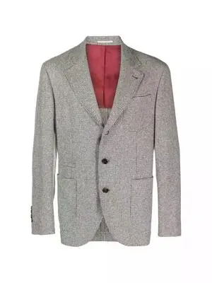 Brunello Cucinelli Houndstooth-pattern Blazer - Grey