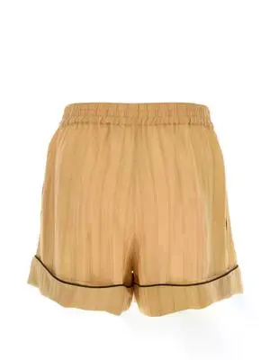 Saint Laurent Embroidered Silk Pajama Shorts - Neutrals