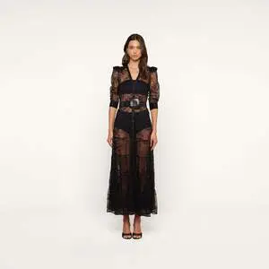 L'Agence Seraphina Lace Tiered Maxi Dress