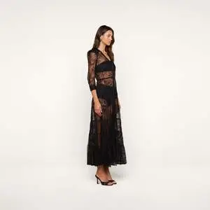 L'Agence Seraphina Lace Tiered Maxi Dress