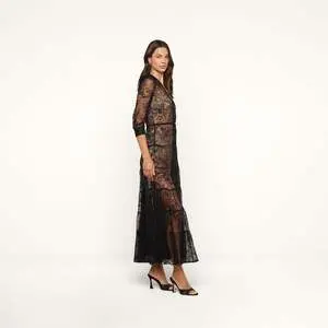 L'Agence Seraphina Lace Tiered Maxi Dress