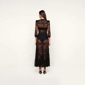 L'Agence Seraphina Lace Tiered Maxi Dress