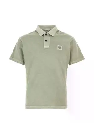 Stone Island Logo-patch Cotton Polo Shirt - Green