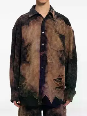 FENG CHEN WANG Distressed-effect Checked Shirt
