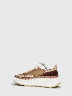 Chloé Nama Mesh And Suede Sneakers - Brown