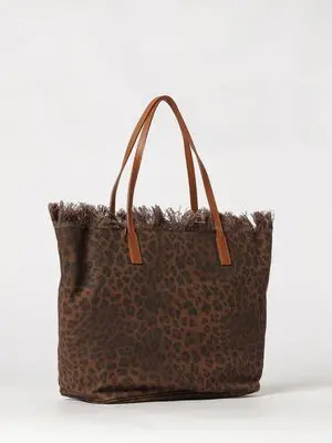 MC2 SAINT BARTH Cotton Blend Shoulder Bag With Logo And Fringe - Brown