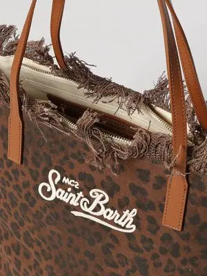 MC2 SAINT BARTH Cotton Blend Shoulder Bag With Logo And Fringe - Brown