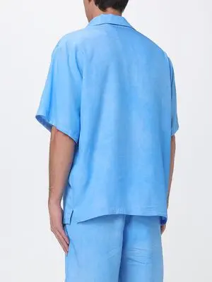 MSGM Short-sleeved Lyocell Shirt With Cuban Collar