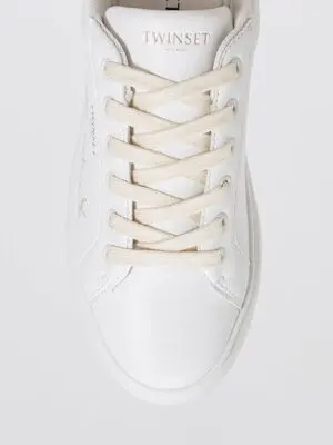 TWINSET Lace-up Sneakers With Floral Detail - White