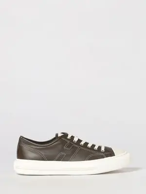 Hogan Rebel Low-top Sneakers In Smooth Calfskin With Embroidered Side H Logo - Brown