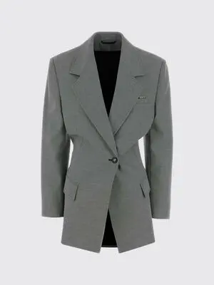 Attico Cropped Single-breasted Virgin Wool Blazer With Padded Shoulders - Black