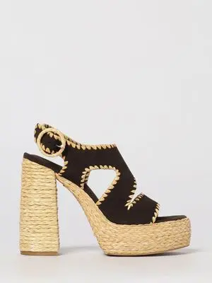 PALOMA BARCELO Paloma Barceló Suede And Raffia Platform Sandals