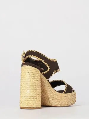 PALOMA BARCELO Paloma Barceló Suede And Raffia Platform Sandals