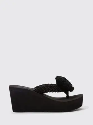 TWINSET U & B Crochet Cotton Wedge Sandal With Flower