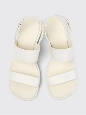 Camper Louise Leather Wedge Sandals - White