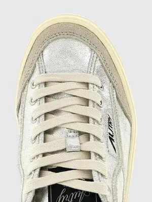 AUTRY Windscape Sneakers In Laminated Leather - Silver
