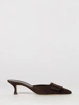Manolo Blahnik Manolo Blahnik Heeled Mules With Buckle Detail Brown