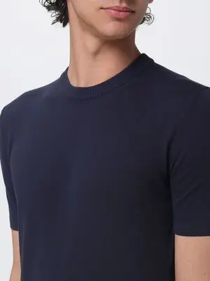 BROOKSFIELD Ribbed Crew Neck Short Sleeve Sweater - Navy