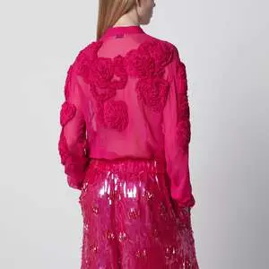 Dries Van Noten Embossed Rose Viscose Shirt - Pink