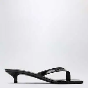 TOTEME Croc-effect Leather Heeled Thong Sandals - Brown