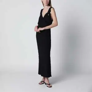 TOTEME Textured Sablé Slip Dress - Black