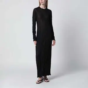 TOTEME Crinkled Knit Maxi Dress - Black
