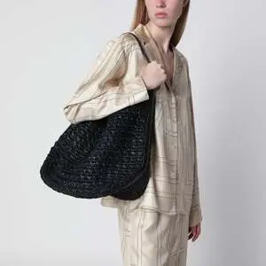 TOTEME Raffia Tote Bag With Leather Handle