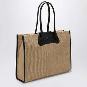 VIVIENNE WESTWOOD Troy Raffia-effect Tote Bag - Beige