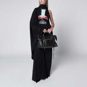 Balenciaga Le City Medium Arena Lambskin Leather Bag - Black