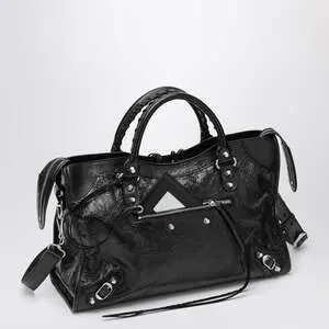 Balenciaga Le City Medium Arena Lambskin Leather Bag - Black