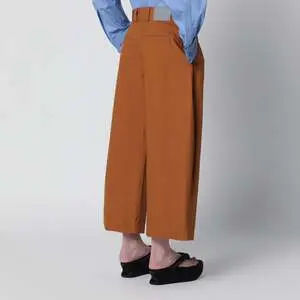 Balenciaga Cotton Ankle Trousers - Brown