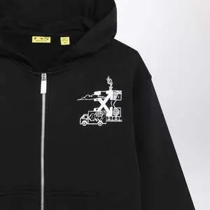 OFF-WHITE™ Cotton Zip Hoodie With Logo Prints