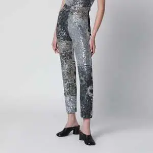 MAISON MARGIELA Floral Sequin Patchwork Trousers - Multicolor