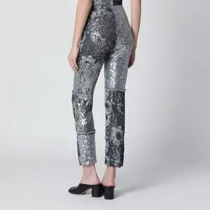 MAISON MARGIELA Floral Sequin Patchwork Trousers - Multicolor