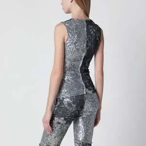 MAISON MARGIELA Floral Sequin Sleeveless Top