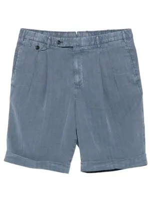 PT TORINO Linen Blend Pleated Shorts - Blue